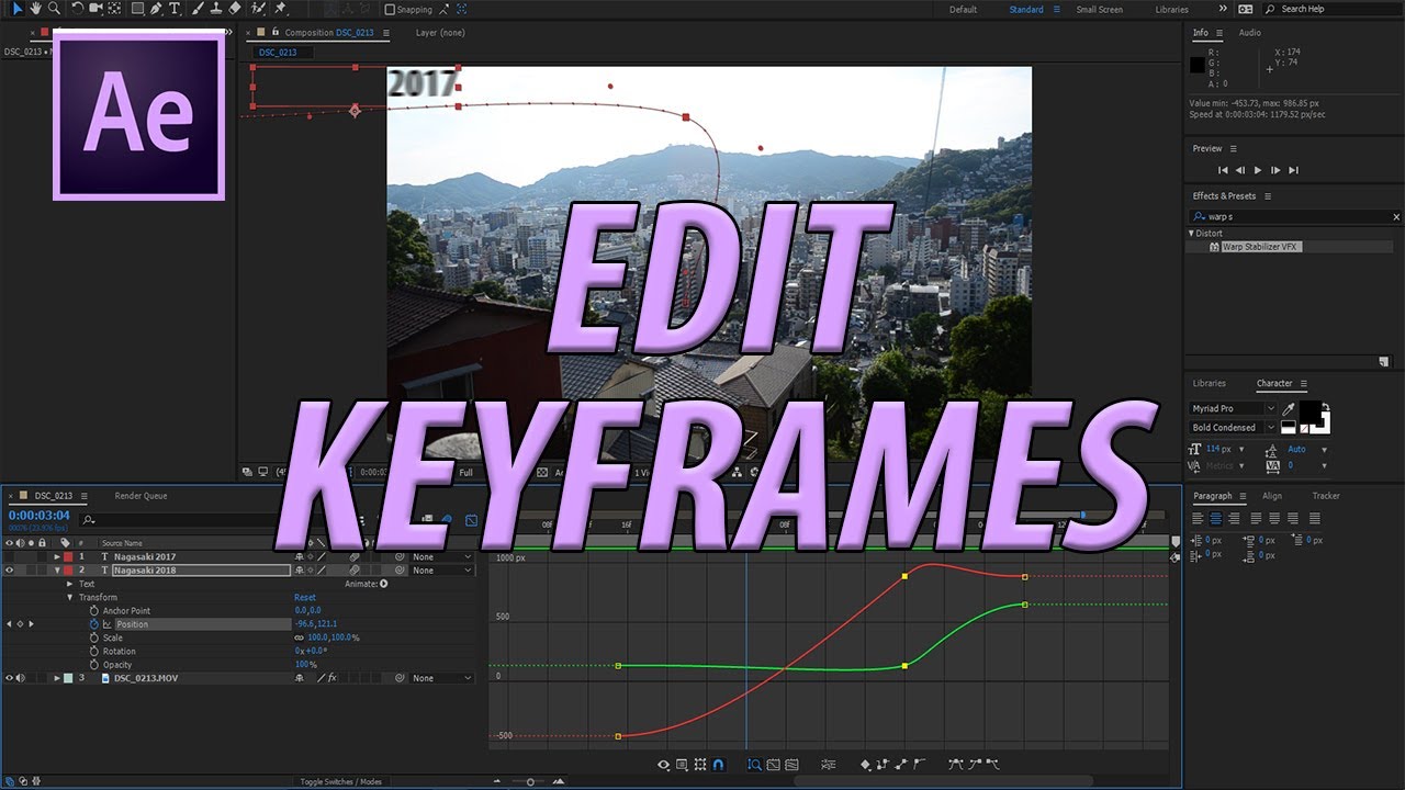 How To Edit Keyframes In Adobe After Effects Cc 2017 Youtube