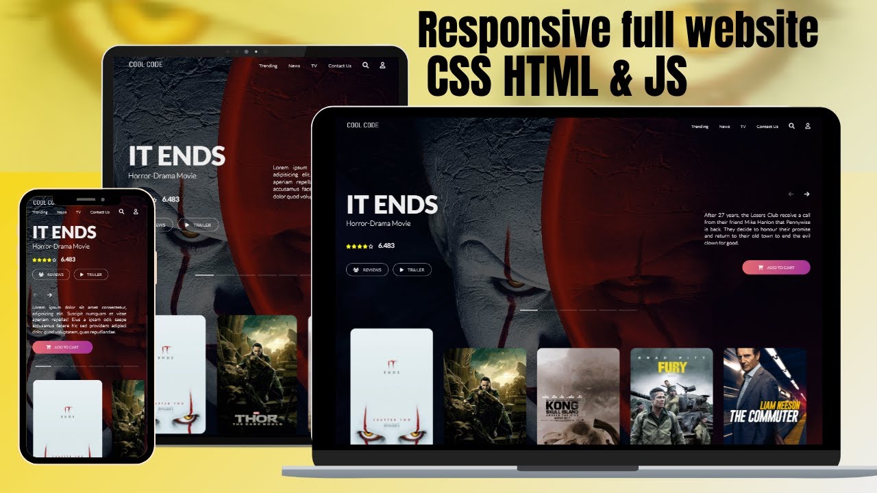 How To Create A Modern Responsive Movie Website Landing Page Html