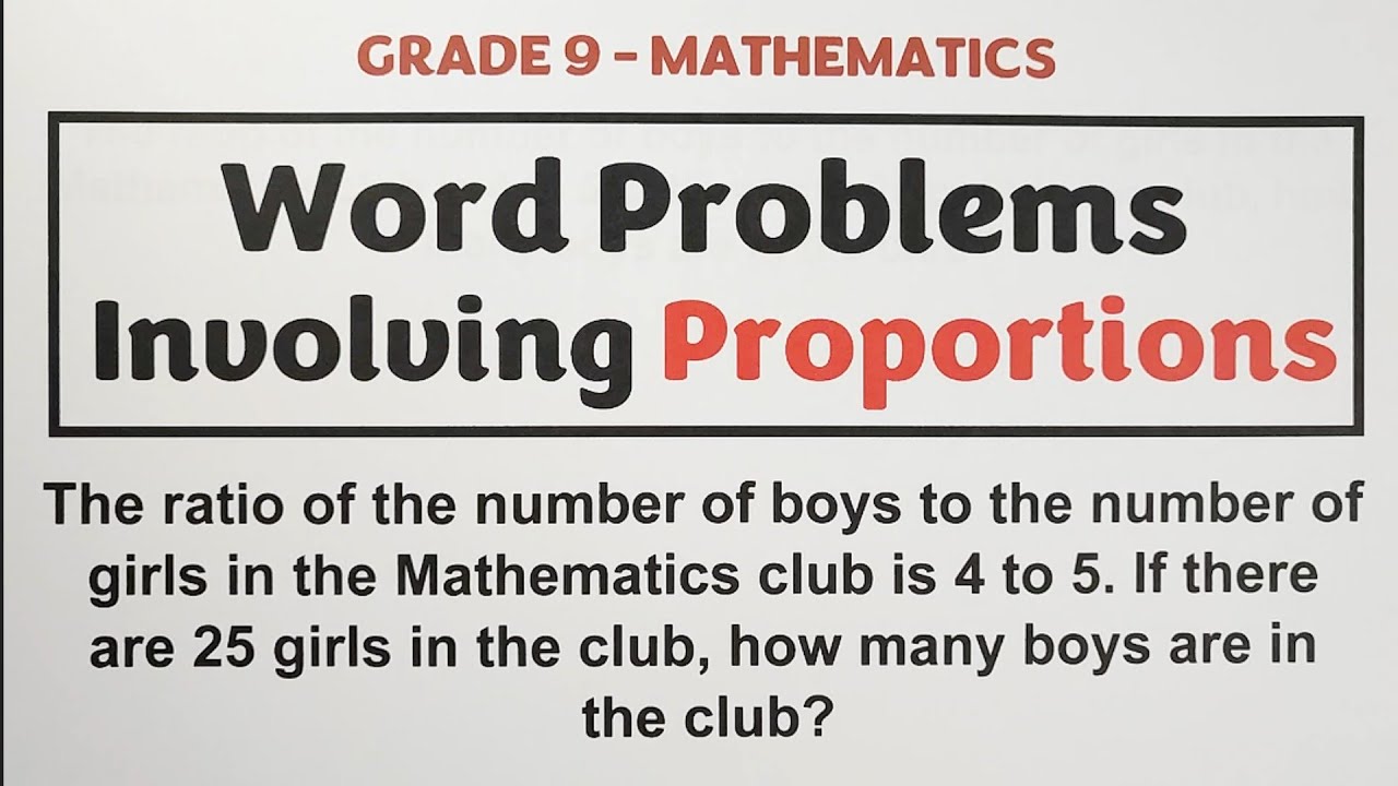Solving Word Problems Involving Proportion Mathteachergon Youtube