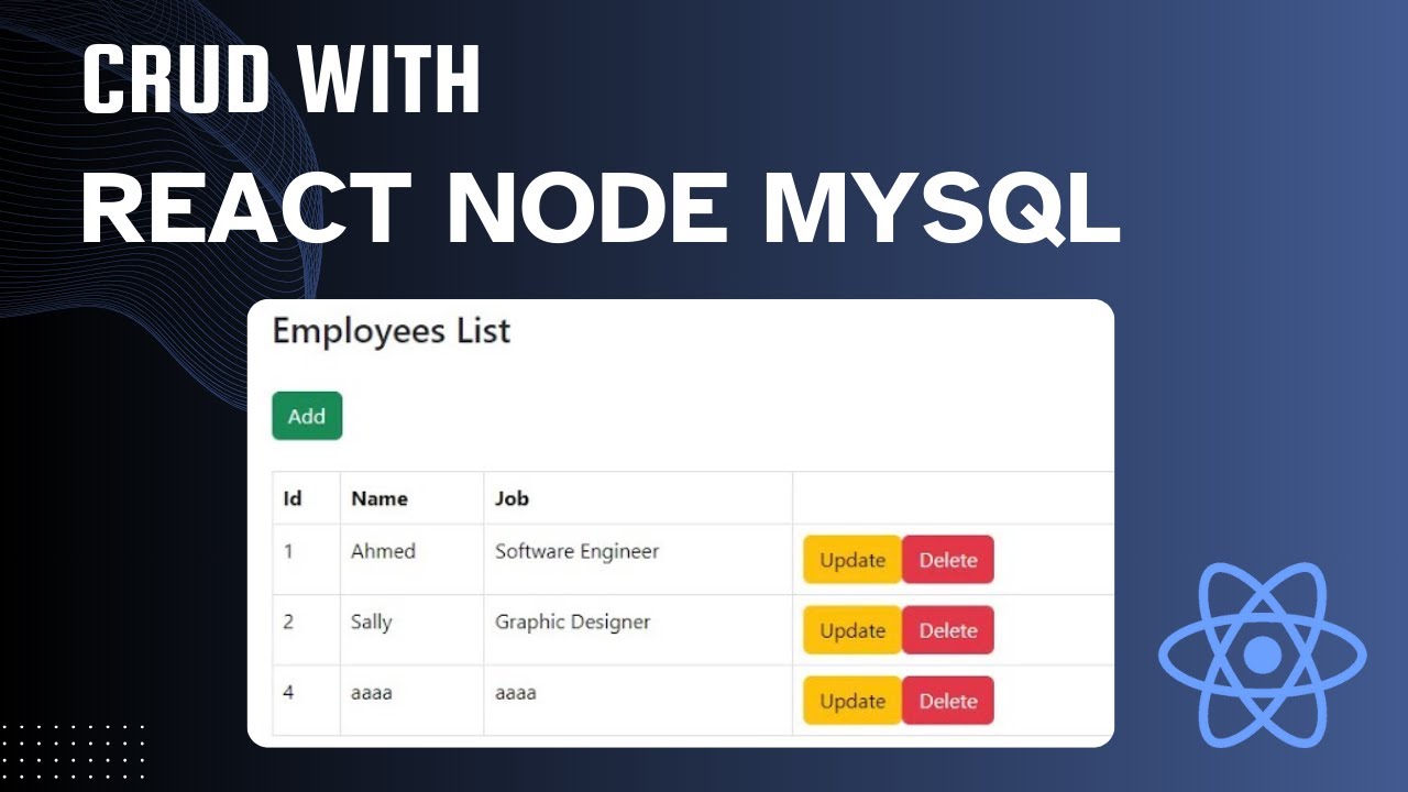 Crud Operations Using React Node Js Mysql Youtube
