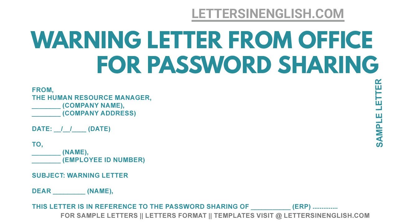 Warning Letter For Password Sharing Sample Warning Letter From Office