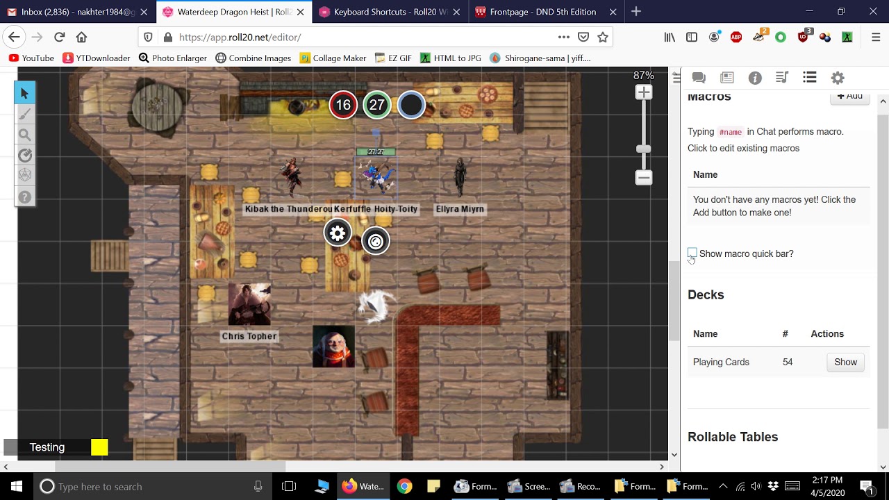 Set Up Macro Quick Bar In Roll20 2020 Youtube