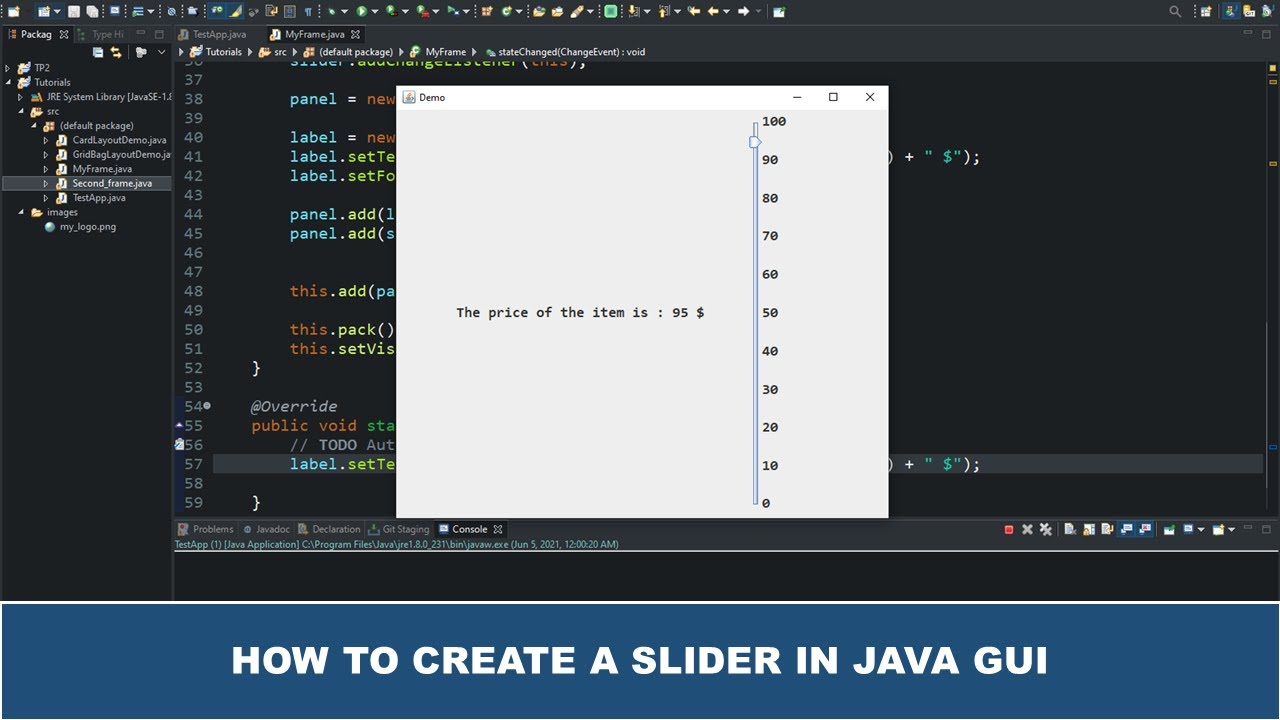 Java Gui Tutorial 23 Creating A Slider In Java Gui Using Jslider