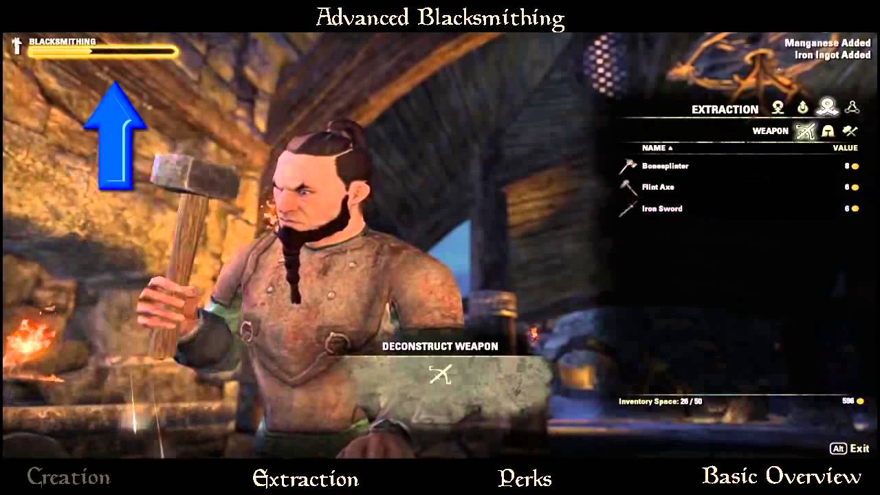 Eso Advanced Blacksmithing Leveling Guide Youtube