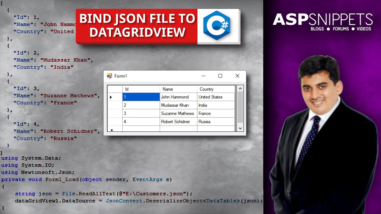 Bind Data From Json File To Datagridview In Windows Forms Using C