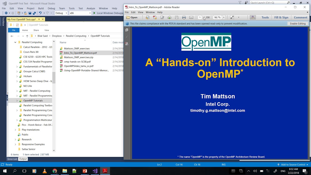 Demo Openmp Under Ms Visual Studio Youtube
