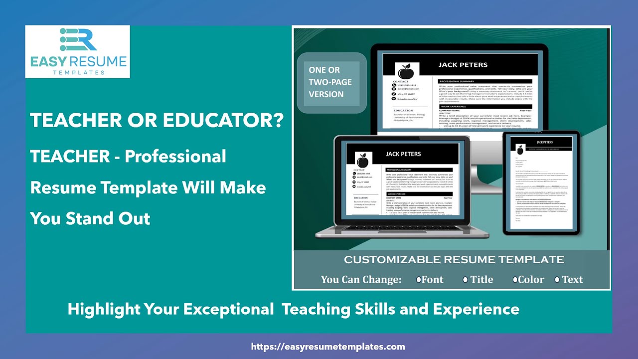 Teacher Resume Template Stand Out Showcase Your Amazing Teaching