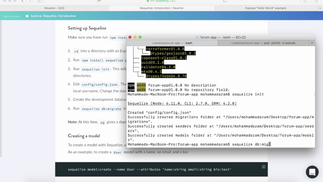 Initializing Sequelize Youtube