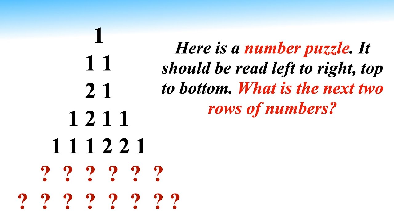 Sequence Number Puzzle Maths Puzzle Youtube
