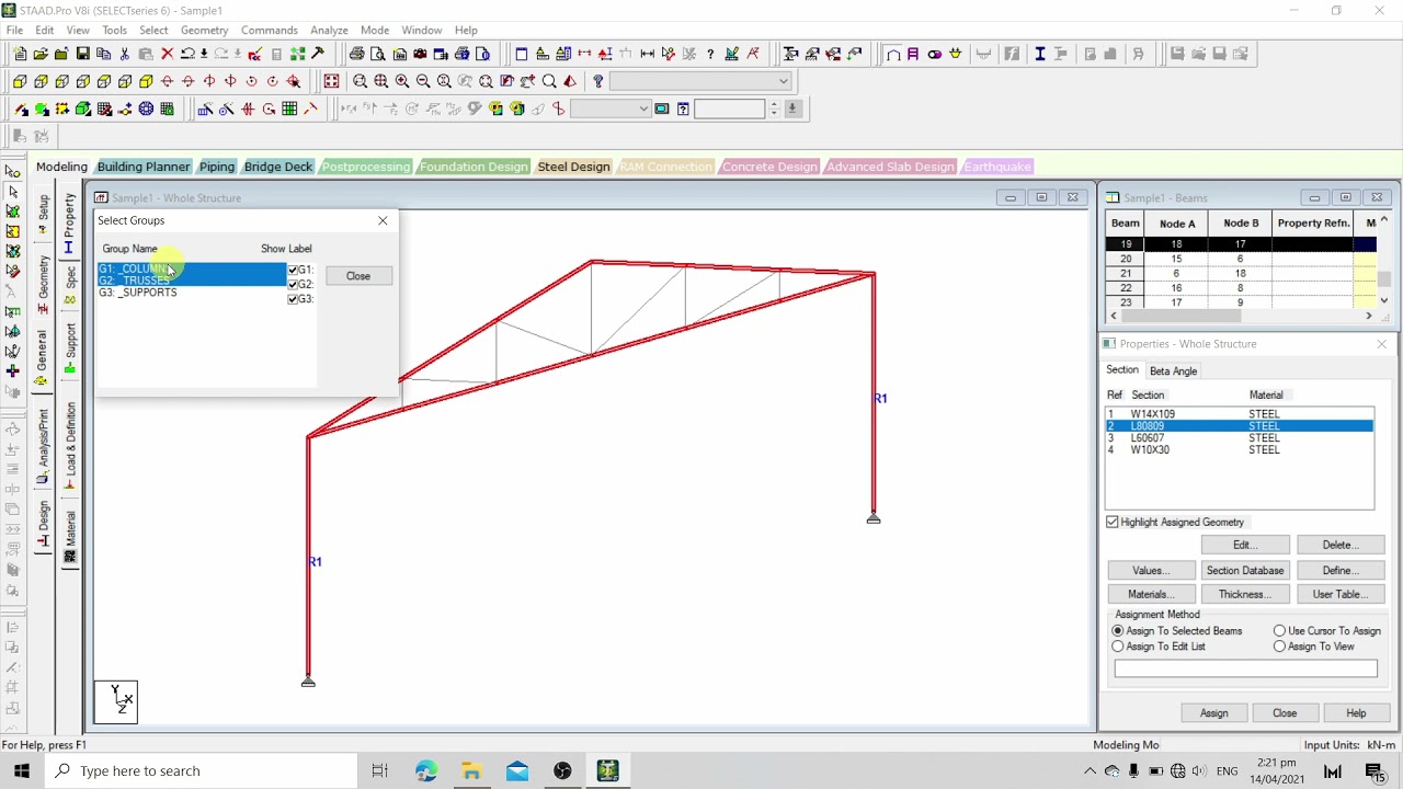 Staad Pro V8i Ss6 Basic Tutorial 1 Youtube