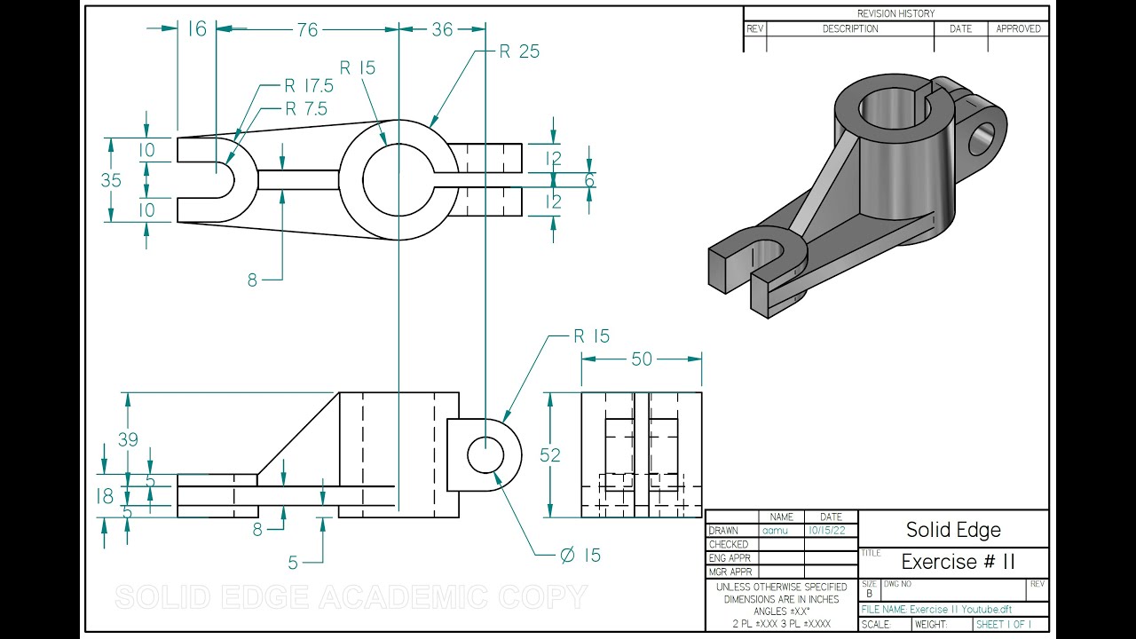 Solid Edge 2023 Tutorial Exercise 11 Youtube