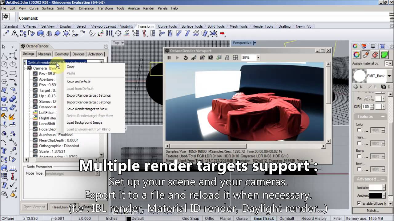 Octane Render Rhino Plug In Quick Start Tutorial Youtube