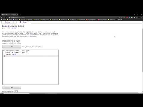 Logic 2 Make Bricks Python Tutorial Codingbat Youtube