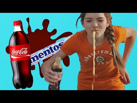 Sexy Girl Wearing Lingerie Drinking 2L Of Coke & Eating Mentos (Belly ...
