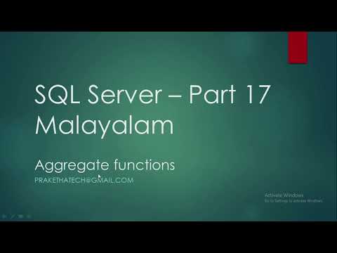 Sql Server Part 17 Aggregate Functions Malayalam Youtube