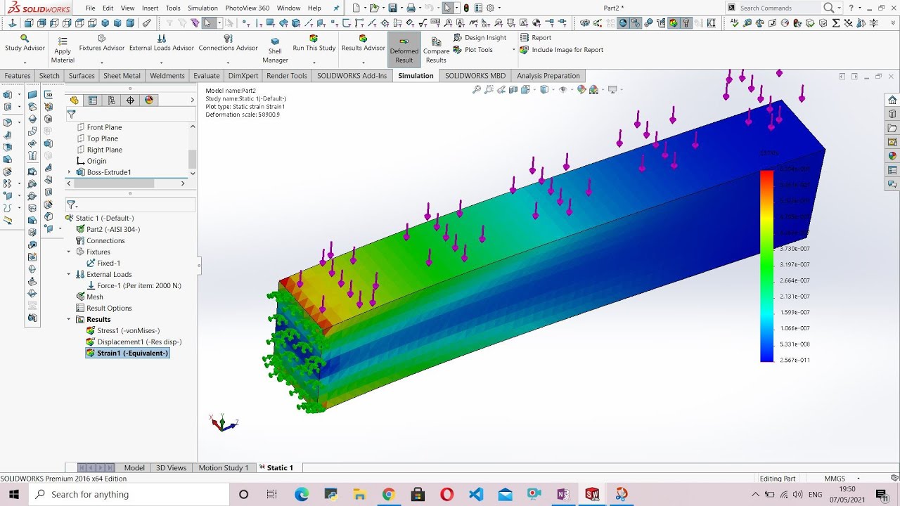Solidworks Simulation For Beginners Static Beam Analysis Fea