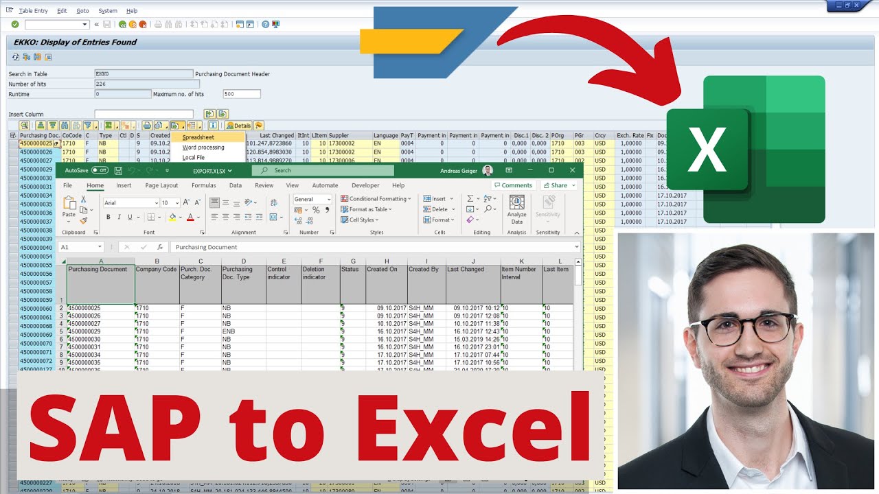 Sap To Excel Automate The Export Of Sap Data To Excel âš Youtube