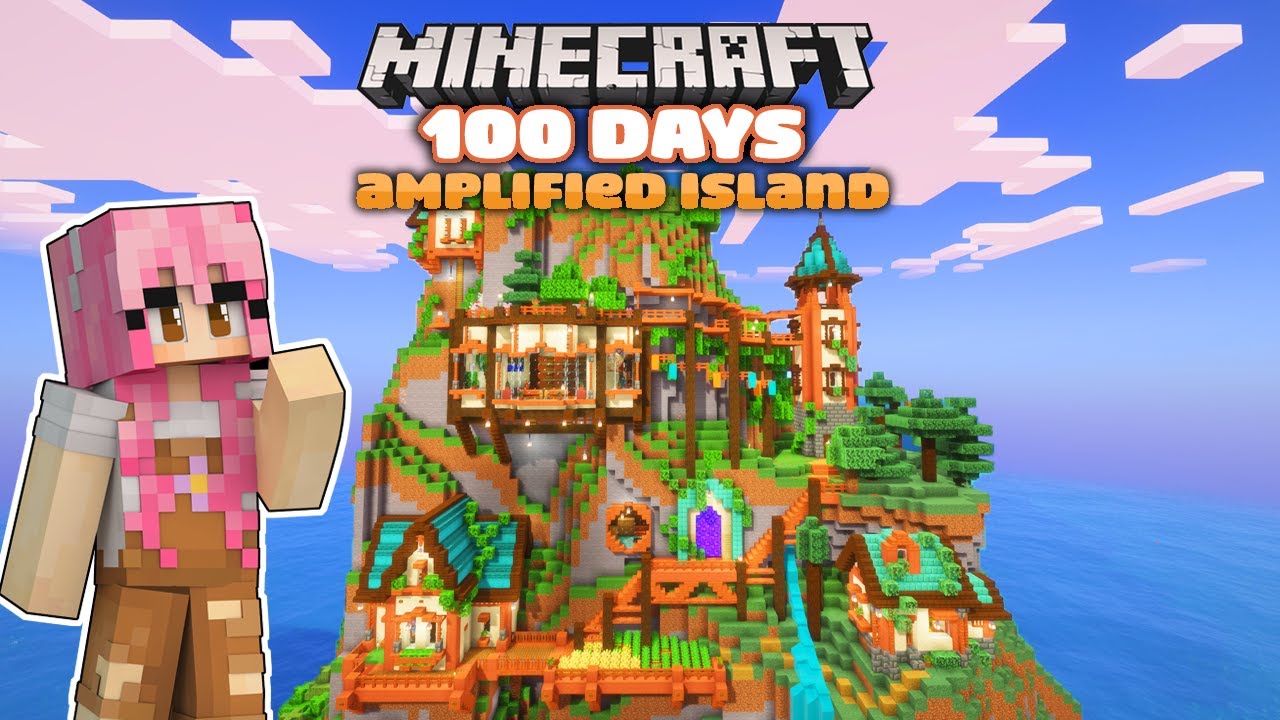 I Spent 100 Days Building An Island Cliff Base Amplified Minecraft