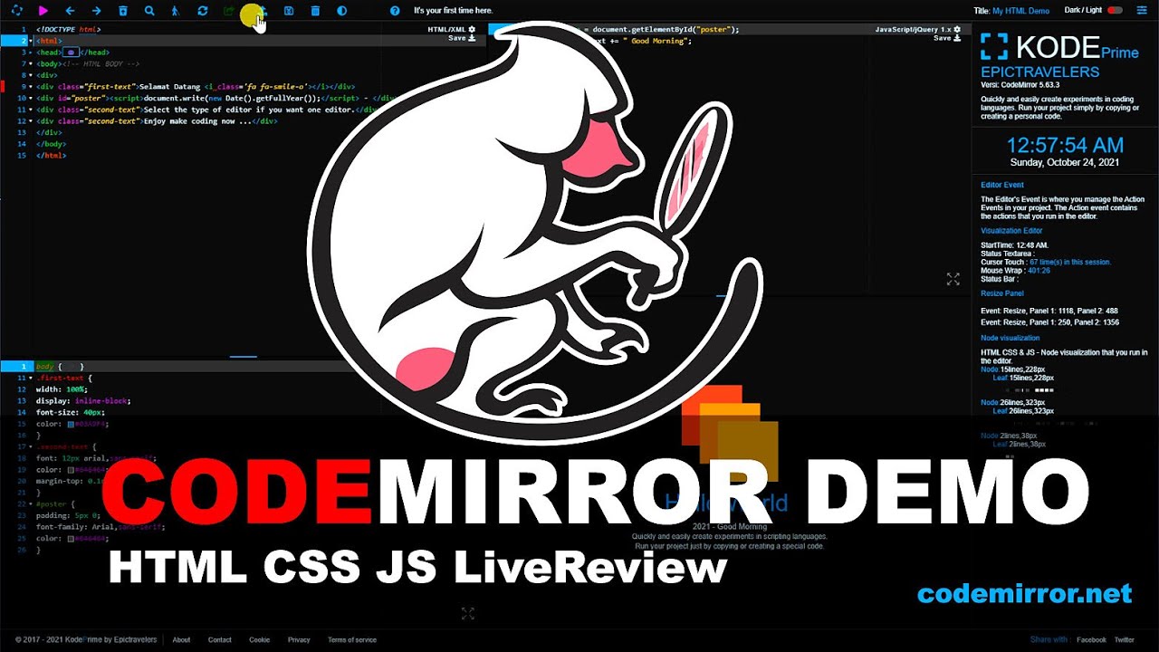 Codemirror Demo Html Css Js Liveeditor Online Youtube