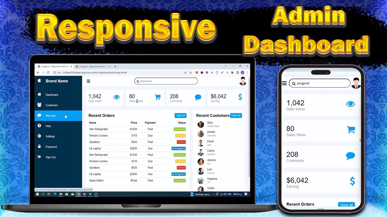 Asmr Programming Responsive Admin Dashboard Using Html Css