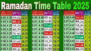 Sehri Iftar Time Table 2025 Ramadan 2025 Sehri Iftar Time Table 2025 ...