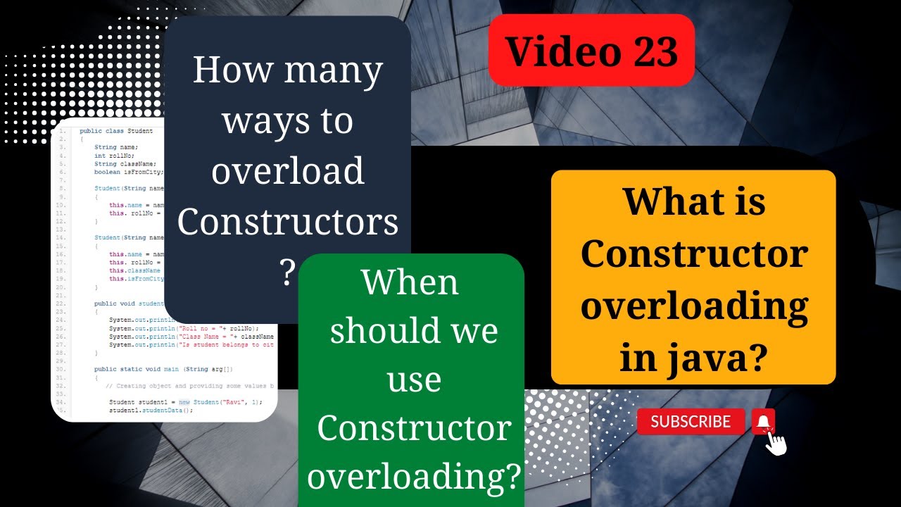What Is Constructor Overloading In Java In Hindi Constructor