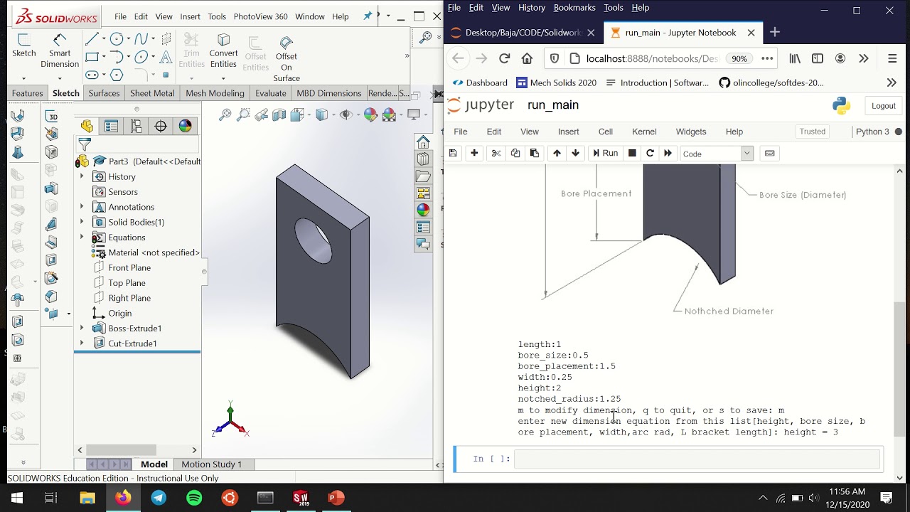 Solidworks Api Python Tab Building Demo Youtube