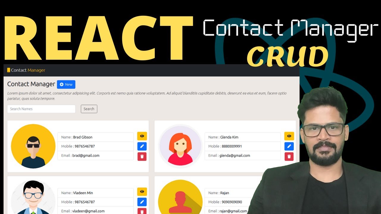 React Contact Manager App Crud React Js Tutorial 2022 Naveen