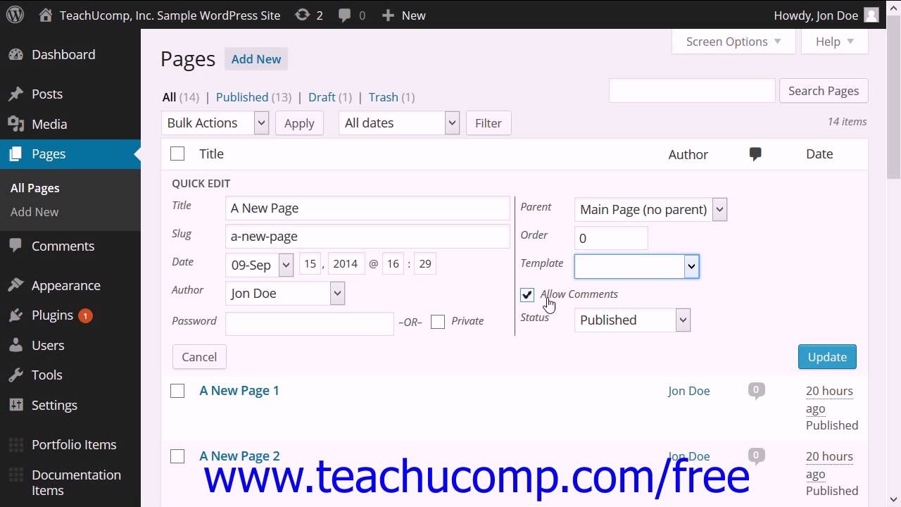 Wordpress 4 0 Training Tutorial Quick Edit Youtube