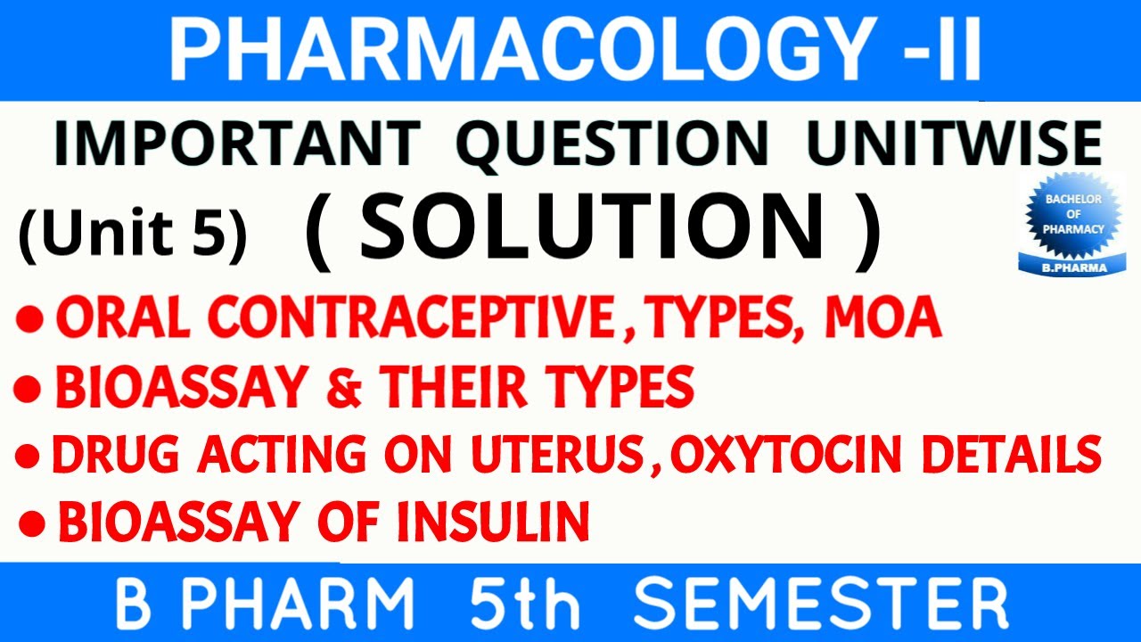 Pharmacology 5th Semester Important Question With Solution