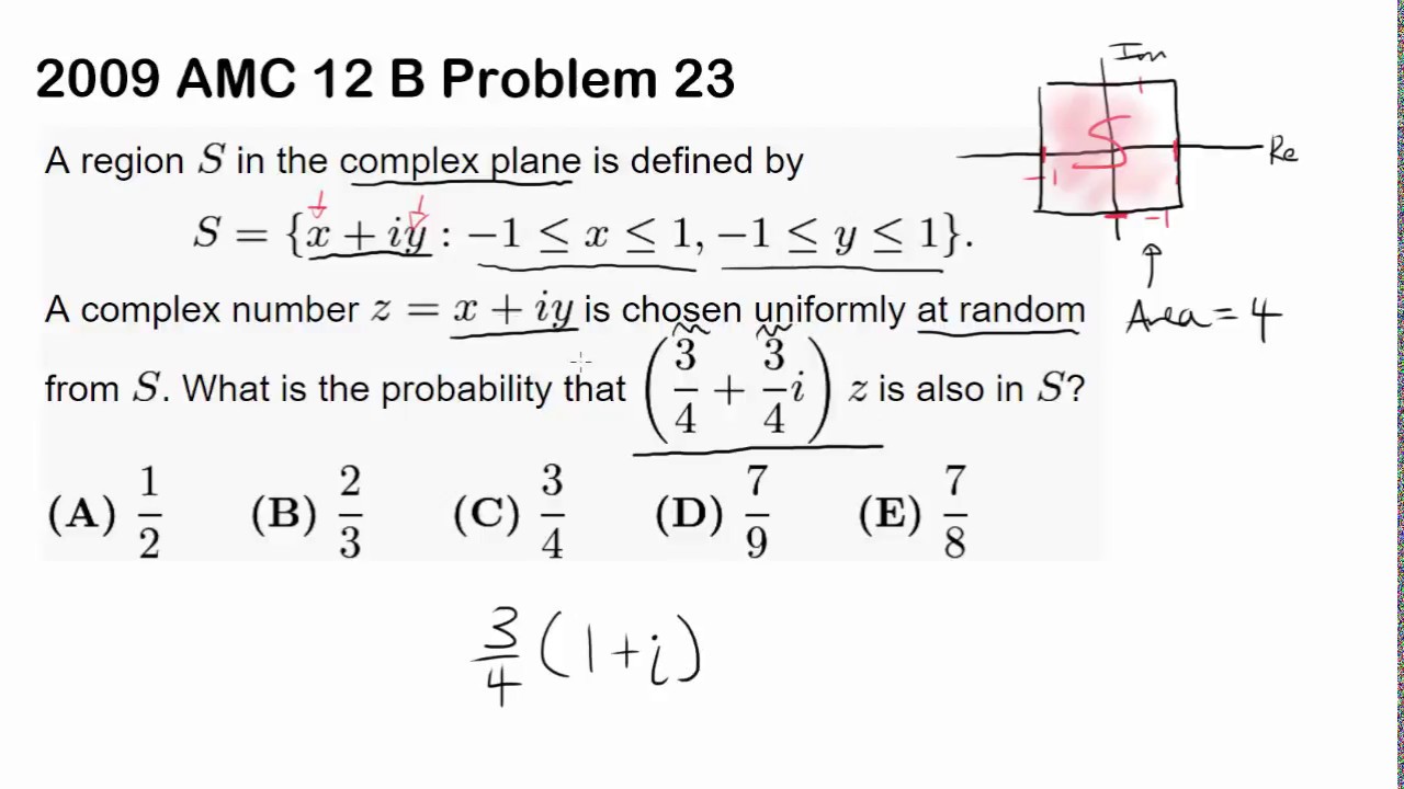2009 Amc 12 B Problem 23 Complex Numbers Linear Inequality Youtube