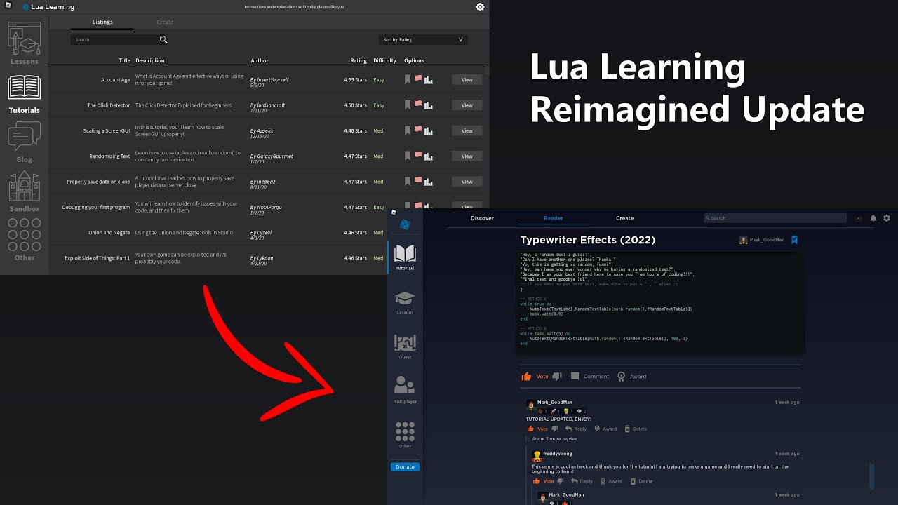 Lua Learning Reimagined Update Youtube