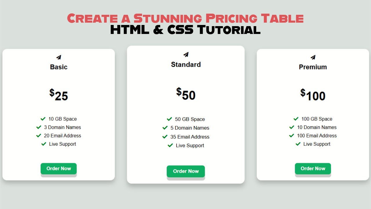 Html Css Pricing Table Tutorial Modern Web Design Step By Step