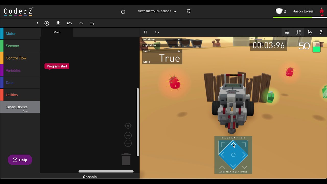 Using The Hud And Manual Control In Coderz 101 Youtube