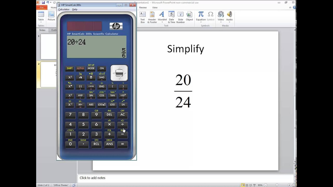 Calculators Hp Smartcalc 300s Simplifying Fractions Youtube