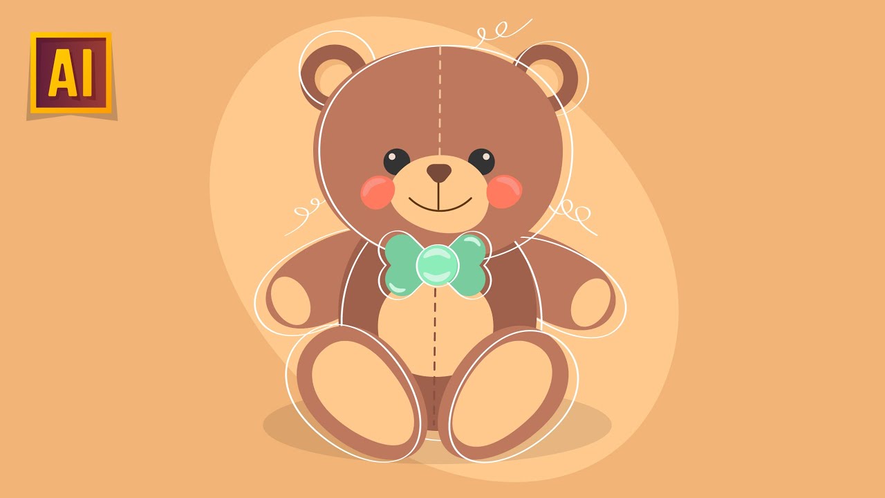 How To Draw A Cute Teddy Bear Adobe Illustrator Tutorial Youtube
