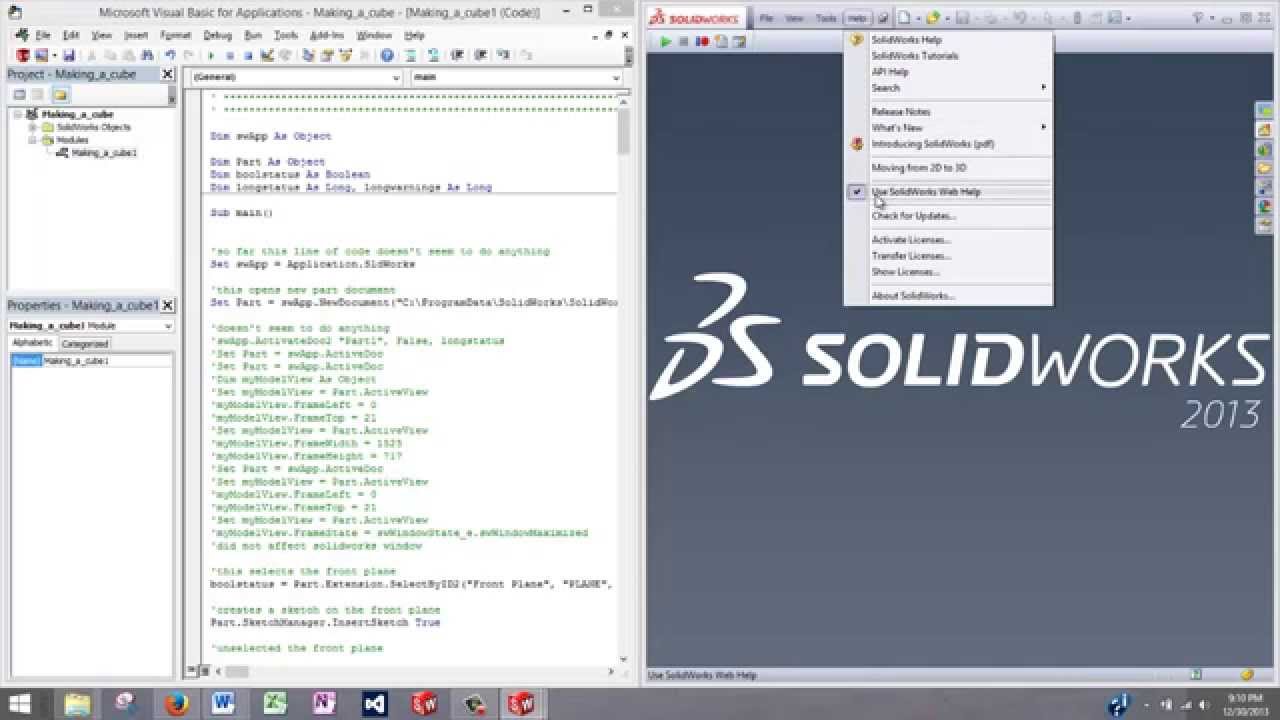 Solidworks Api Tutorial 2 Editing Code Youtube