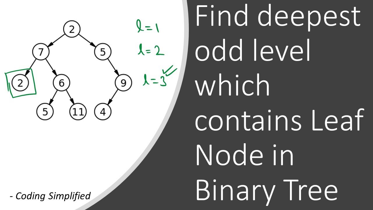 Binary Tree 55 Find Deepest Odd Level Which Contains Leaf Node In