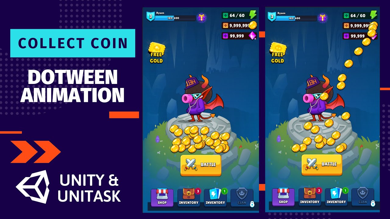 Smooth Coin Collection Animation Dotween Using Unity Unitask Async