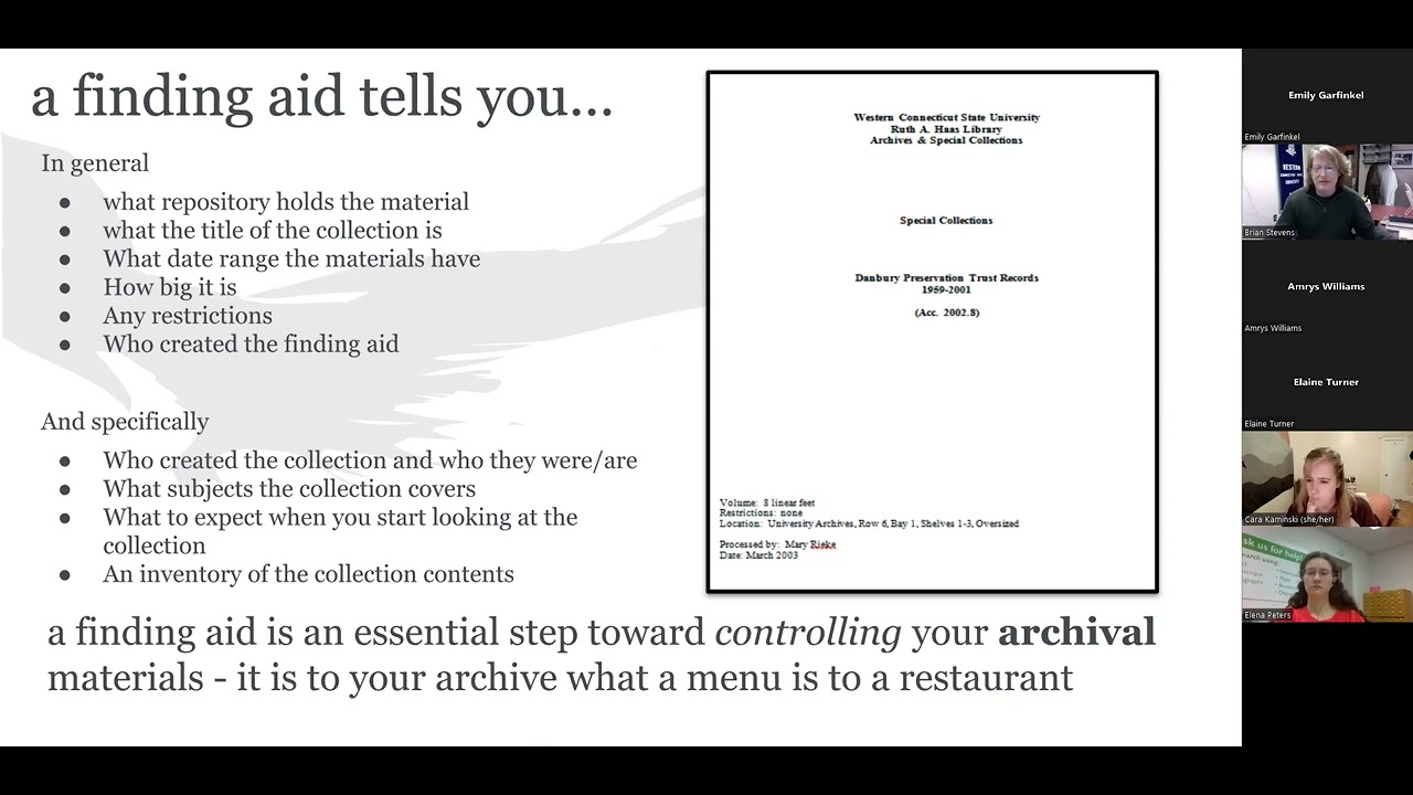 Archives 101 Part Iii Creating Finding Aids Youtube