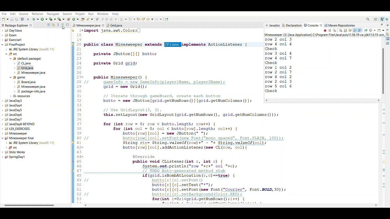 Minesweeper Game Using Java Programming With Jframe Youtube