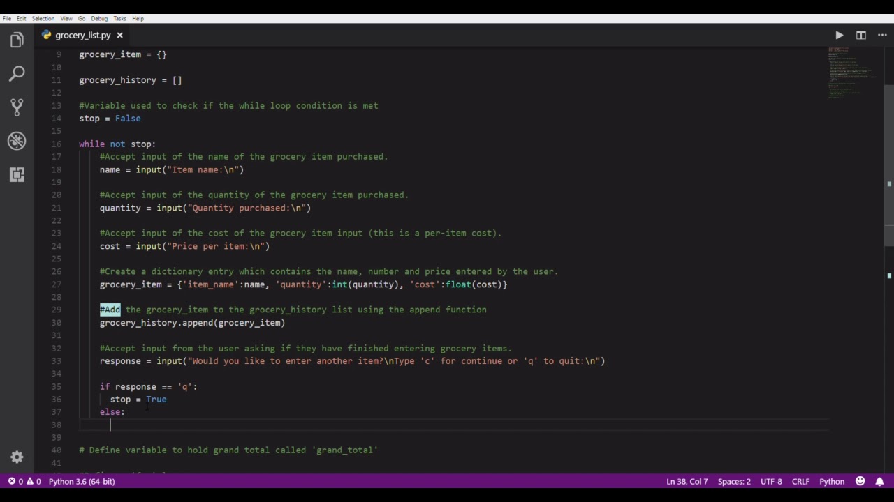 Python By Example Grocery List Youtube