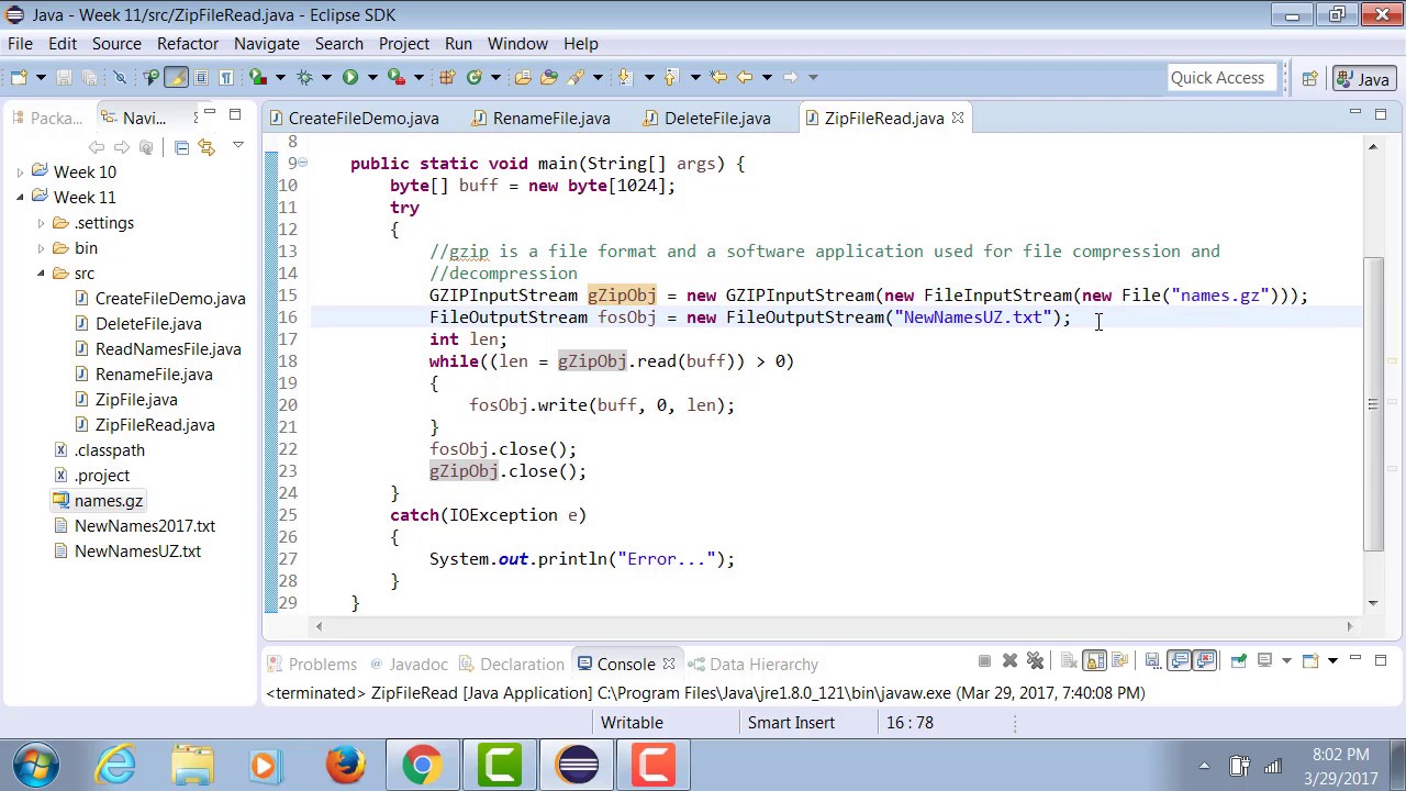 Unzip A Gzip File Using Java Youtube