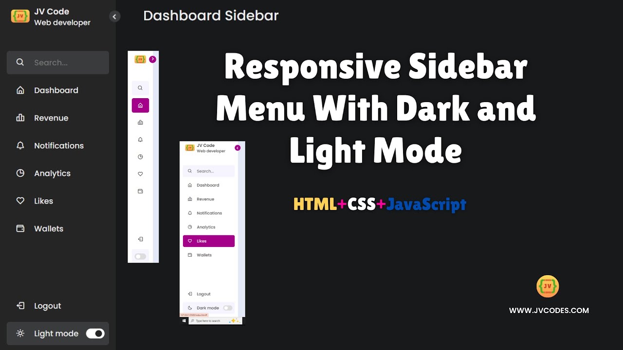 How To Create A Responsive Sidebar Menu Using Html Css Javascript