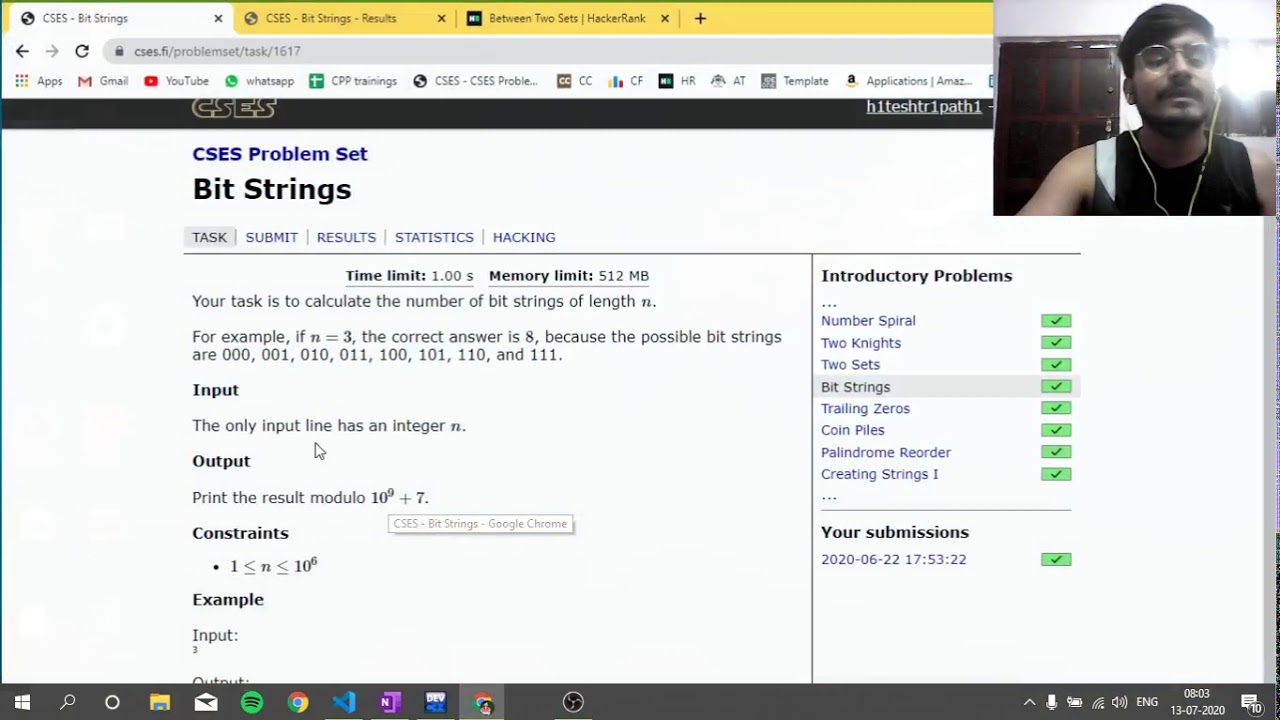 Bit Strings Cses Problem Set Solution Youtube