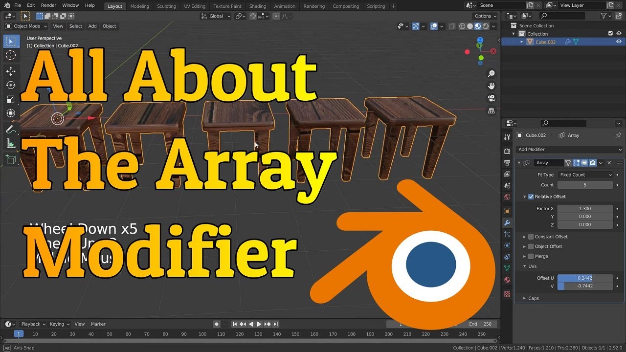 Array Modifier Blender Tutorial Youtube