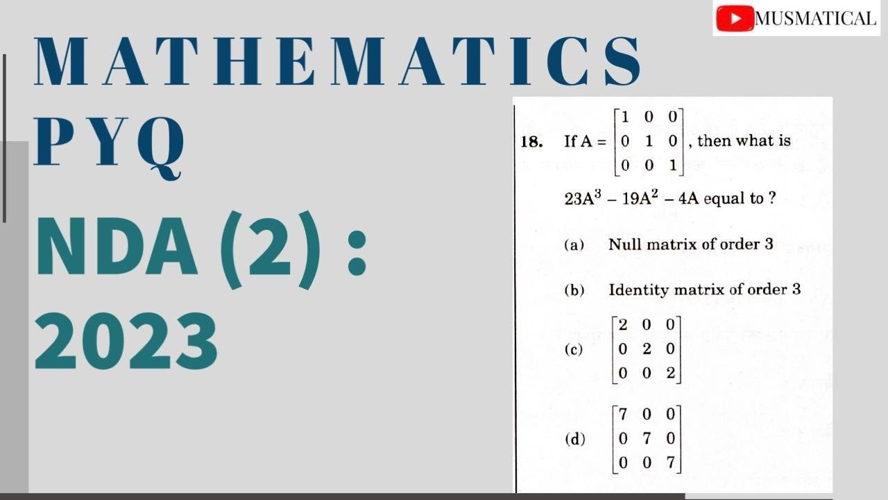 Nda 2 2023 Mathematics Pyq Youtube