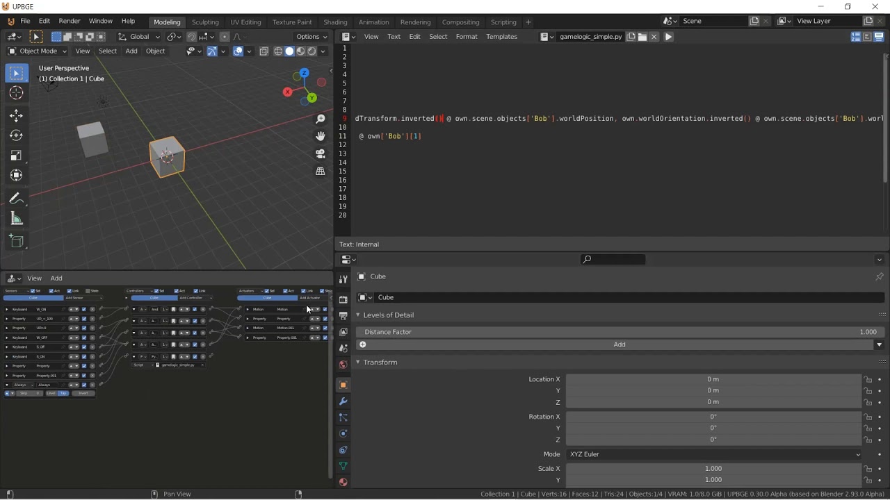 Tutorial Upbge Logic Brick Moving Into Python Youtube