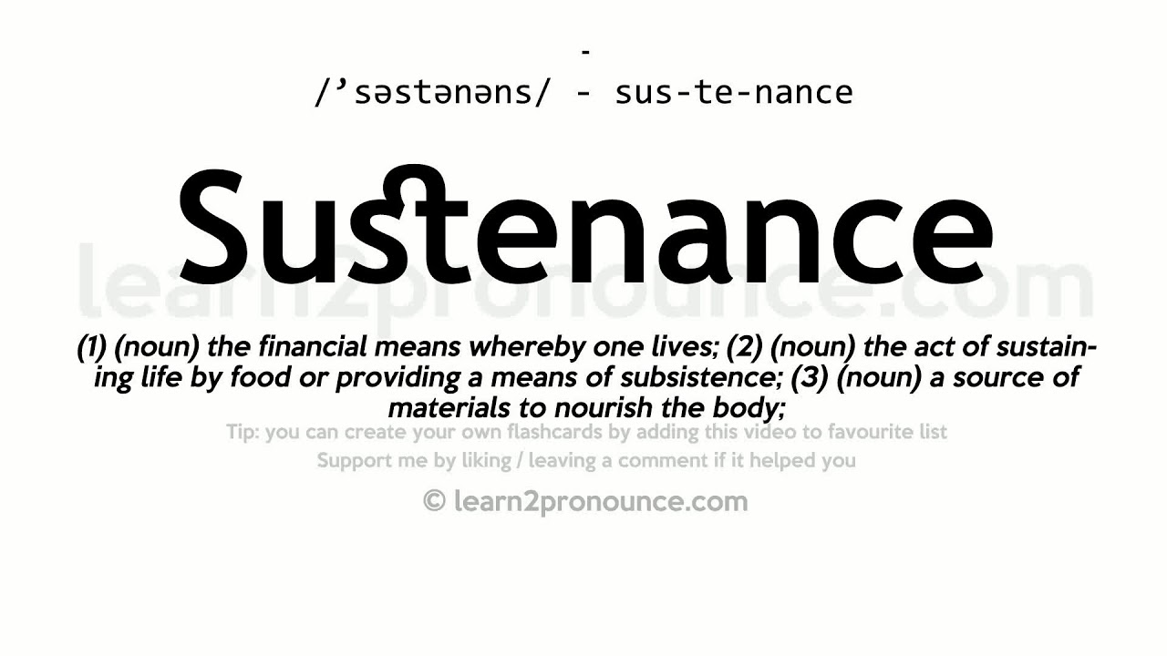 Sustenance Pronunciation And Definition Youtube