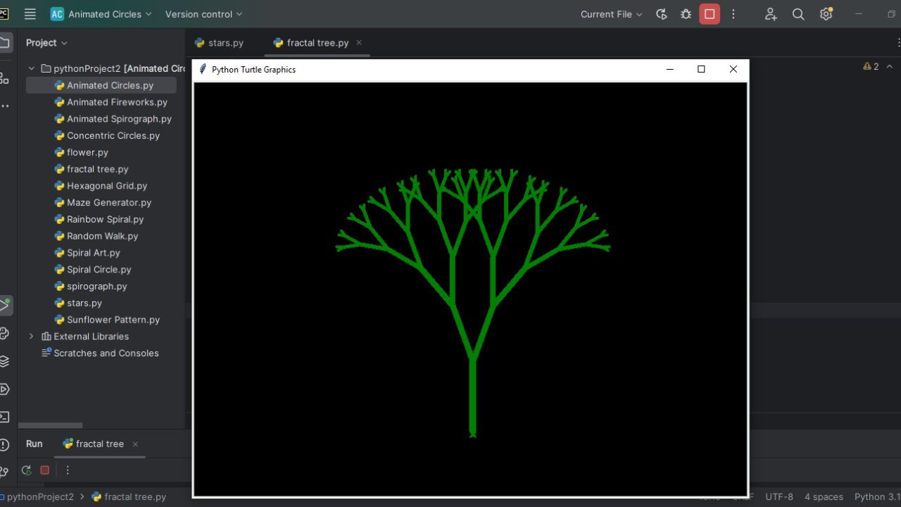 Fractal Tree Python Turtle Tutorial Youtube